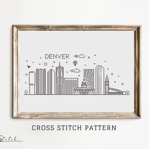 Denver City Skyline Counted Cross Stitch Pattern|printable PDF Chart ...
