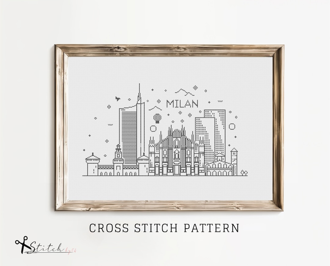Cross Stitch Pattern Milan City Skyline | Printable PDF Chart | Instant ...