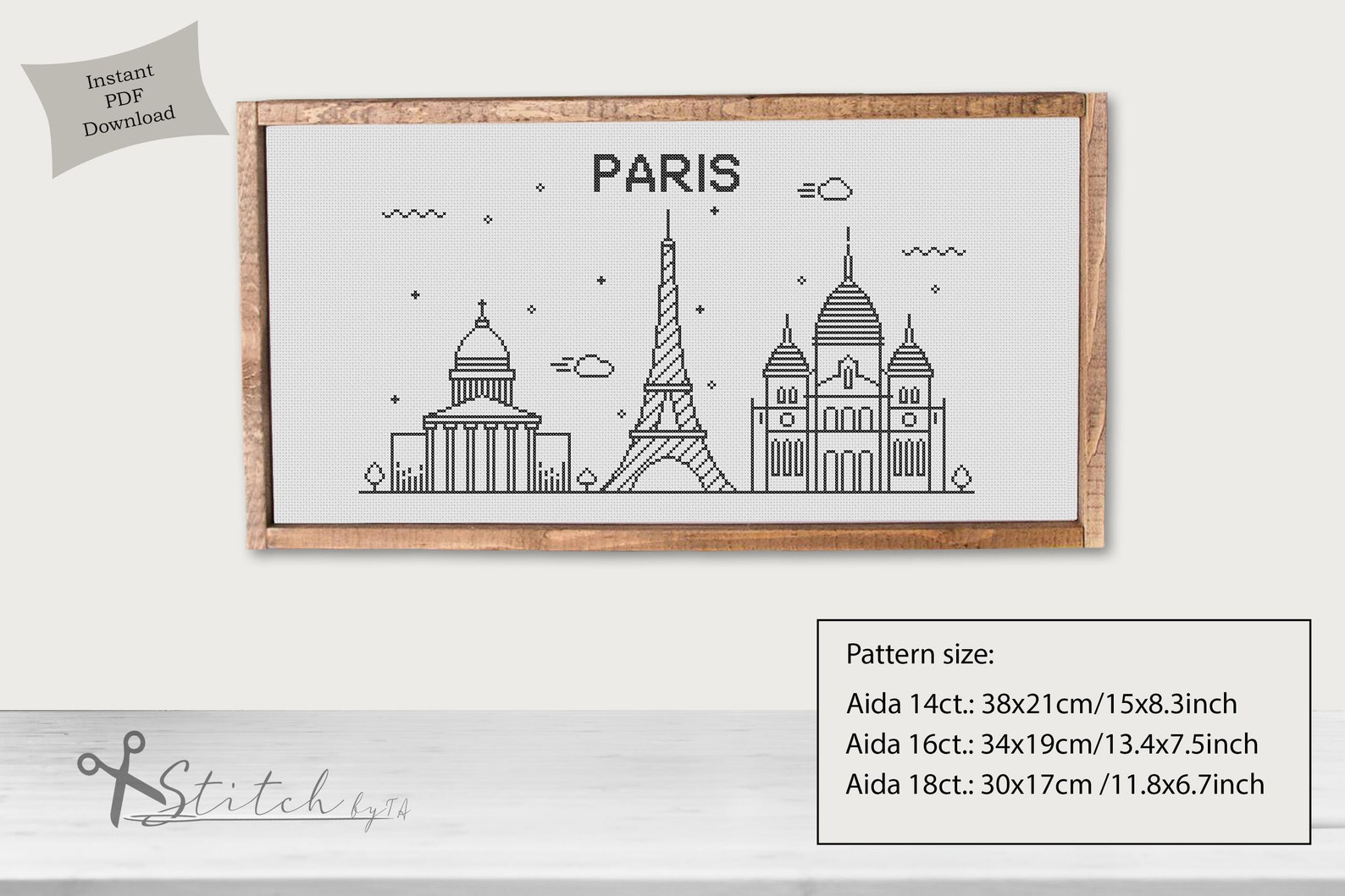 Cross Stitch Paris Skyline|cross Stitch Paris Silhouette|counted Cross ...