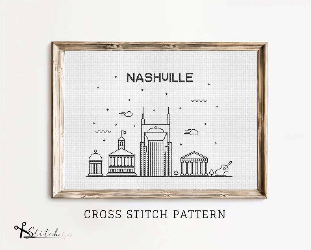 Cross Stitch Nashville City Skyline Pattern|printable PDF Chart ...