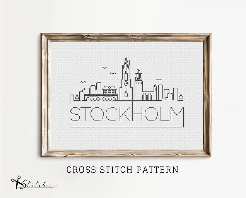 Cross Stitch Pattern Stockholm City Skyline | Printable PDF Chart ...