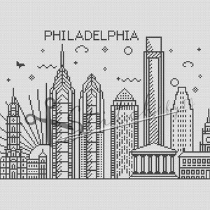 Cross Stitch Pattern Philadelphia Skyline | Counted Cross Stitch PDF ...