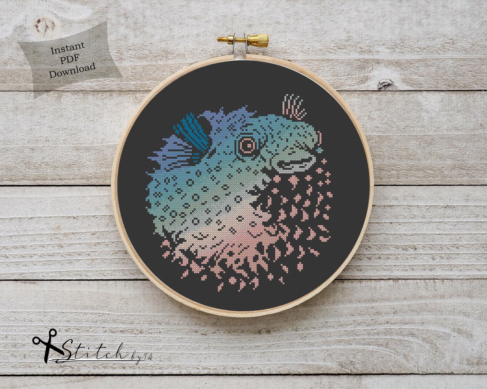 Pufferfish Fish Sea Life Counted Cross Stitch Pattern - Etsy