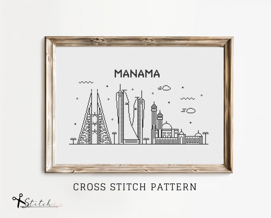Manama Skyline Counted Cross Stitch Pattern | Cross Stitch Manama ...