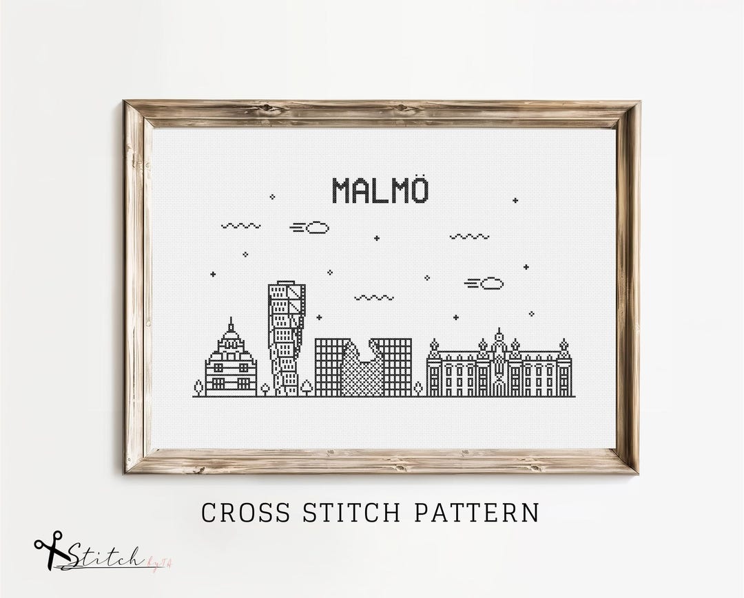 Malmo City Skyline Counted Cross Stitch Pattern Printable PDF Chart Crafts DMC Cross-stitch ...