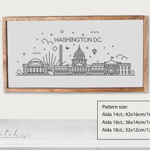 Cross Stitch Washington Skyline|landscape Counted Cross Stitch Pattern ...