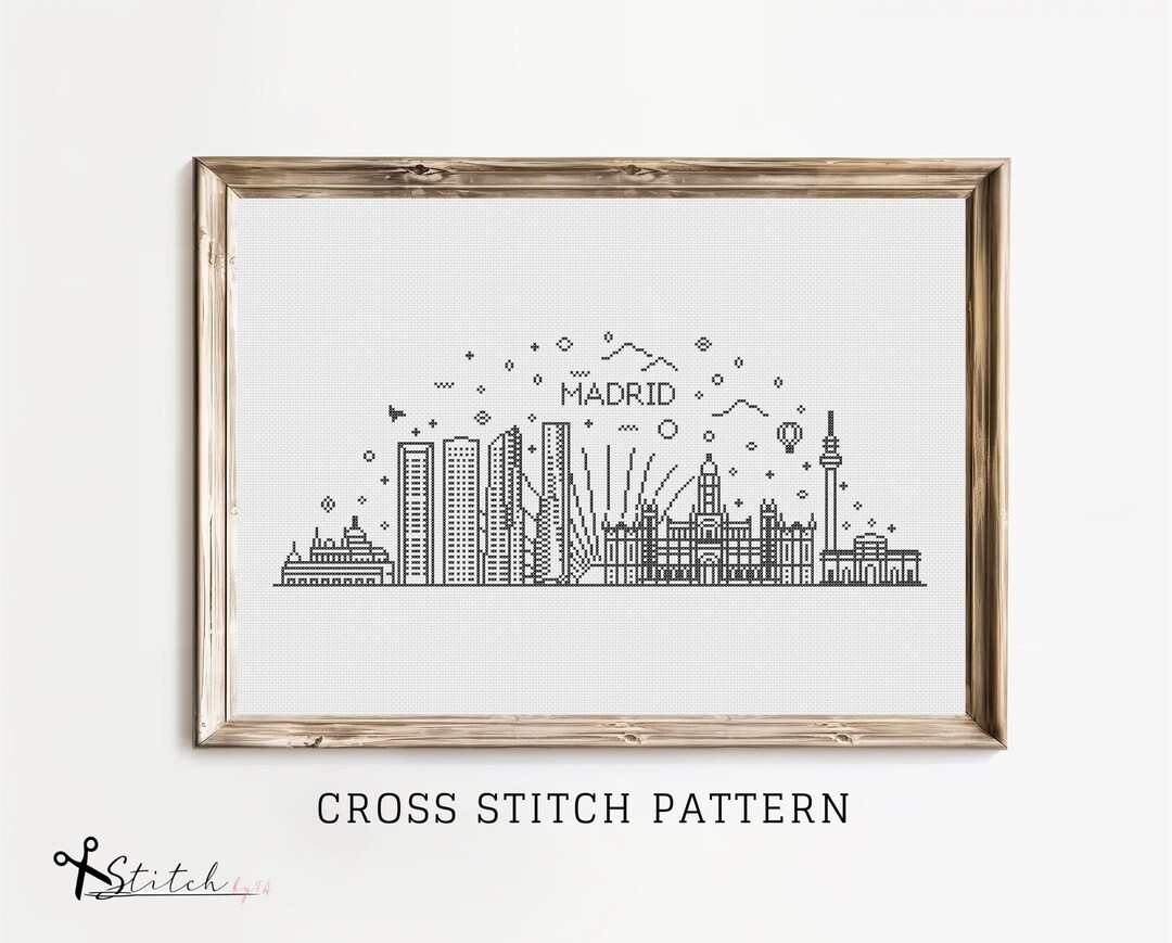 Madrid City Skyline Counted Cross Stitch Pattern| Printable PDF Chart ...