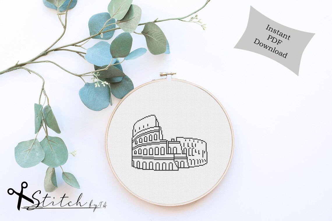 Colosseum Coliseum Rome Counted Cross Stitch Pattern Printable - Etsy UK