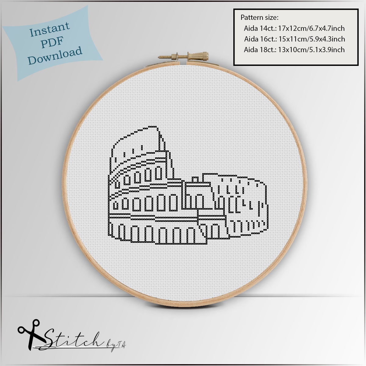 Colosseum Coliseum Rome Counted Cross Stitch Pattern Printable PDF ...