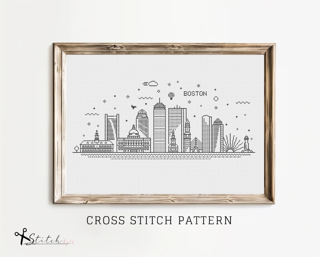 Cross Stitch Pattern Boston City Skyline | Printable PDF Chart ...