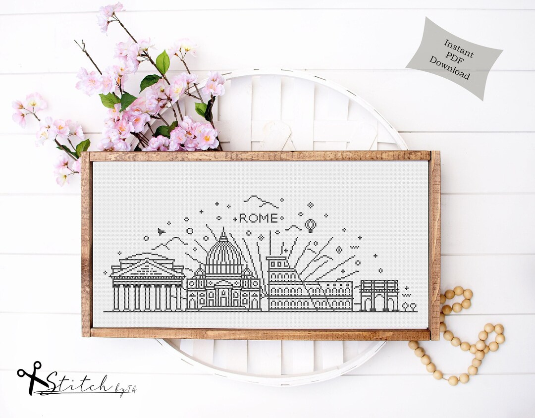 Cross Stitch Rome City Skyline Pattern Printable PDF Chart Instant ...
