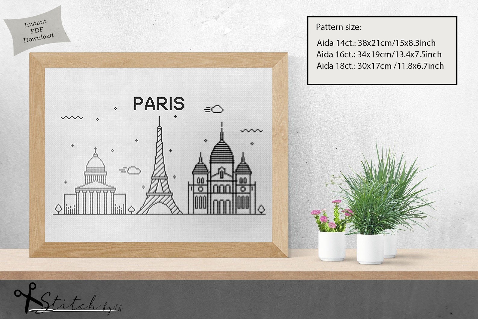 Cross Stitch Paris Skyline|cross Stitch Paris Silhouette|counted Cross ...