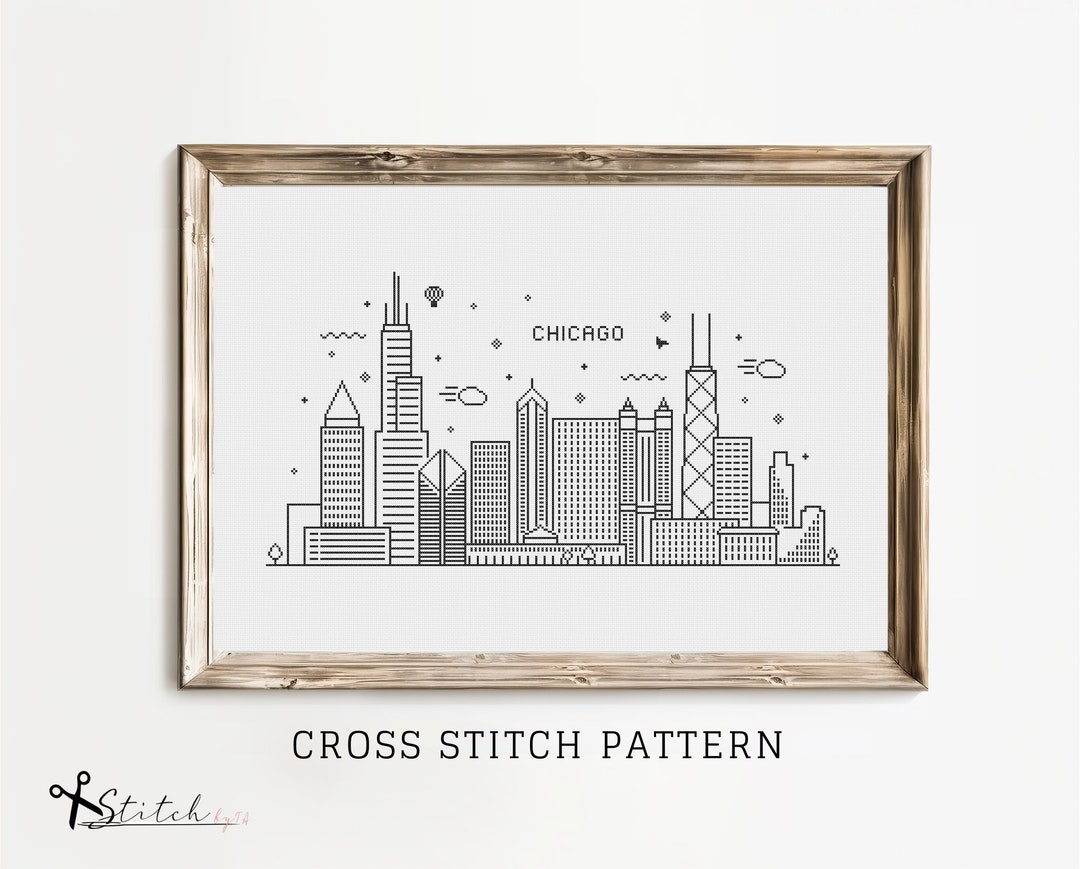 Cross Stitch Chicago Skyline | Cross Stitch Chicago Silhouette ...