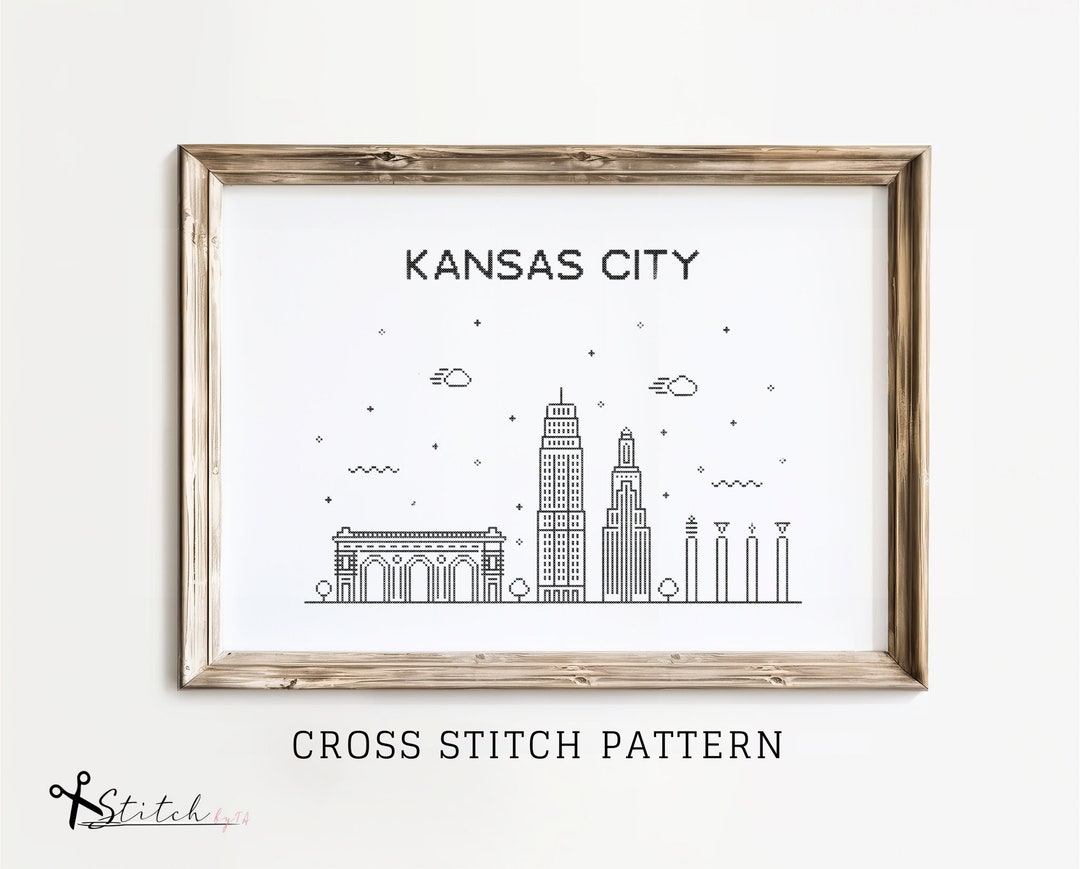 Cross Stitch Kansas Skyline|cross Stitch Kansas Silhouette|counted ...