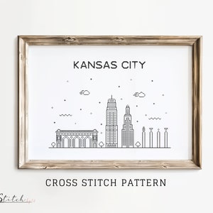 Cross Stitch Kansas Skyline|cross Stitch Kansas Silhouette|counted ...