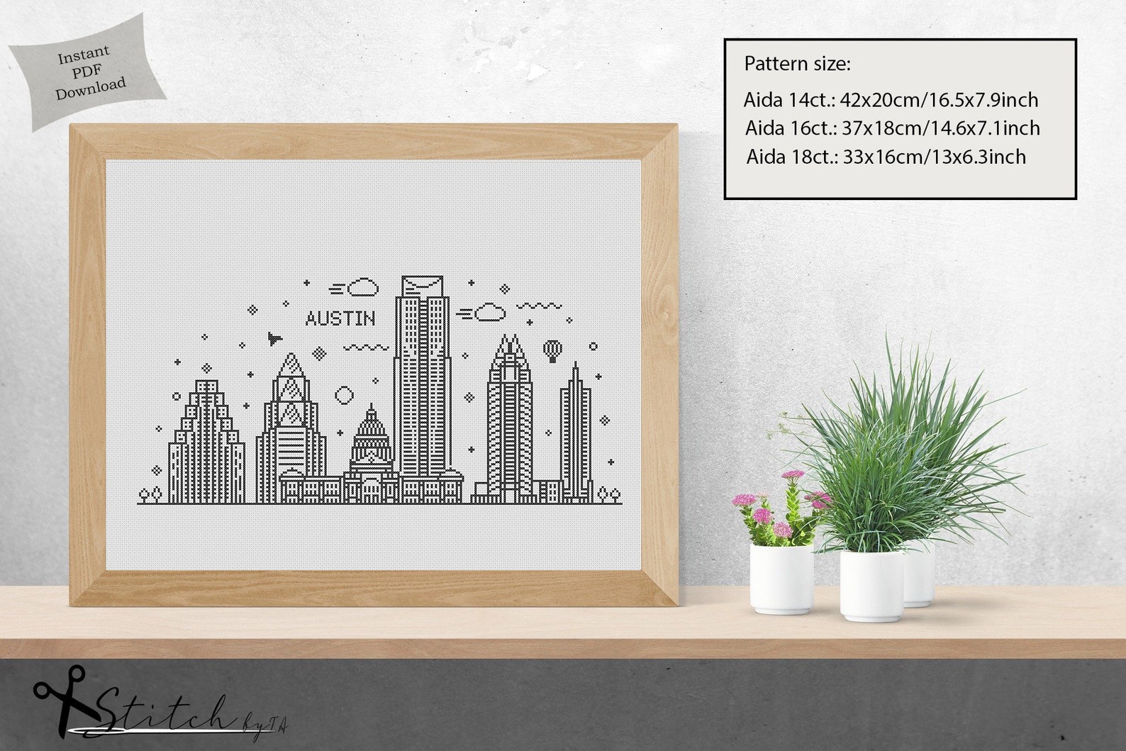 Cross Stitch Austin Skylinecross Stitch Austin Silhouette - Etsy