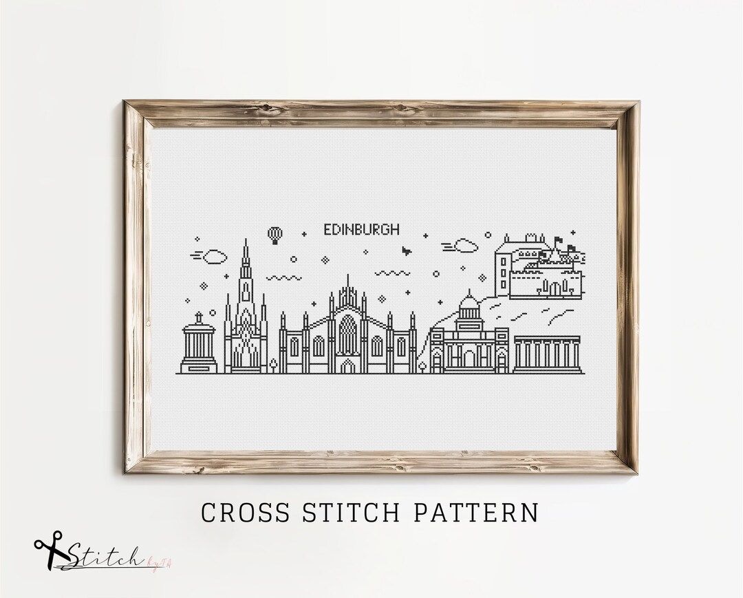 Cross Stitch Edinburgh Skyline | Cross Stitch Edinburgh Silhouette ...