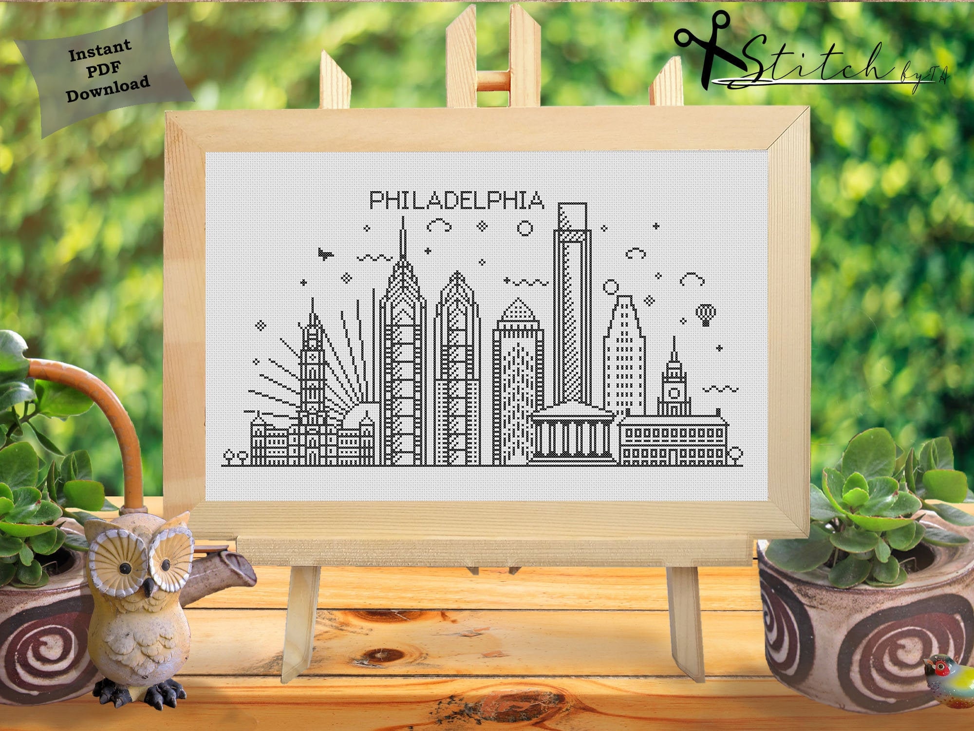 Cross Stitch Pattern Philadelphia Skyline | Counted Cross Stitch PDF ...
