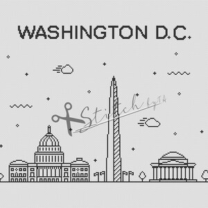 Cross Stitch Washington DC Skyline|counted Cross Stitch Pattern ...