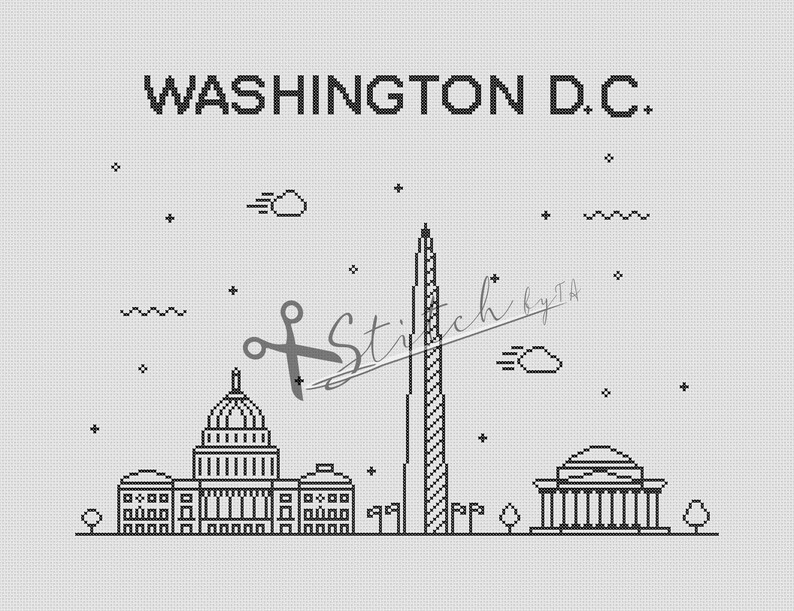 Cross Stitch Washington DC Skyline|counted Cross Stitch Pattern ...