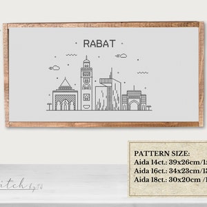 Cross Stitch Pattern Rabat City Skyline | Printable PDF Chart | Instant ...