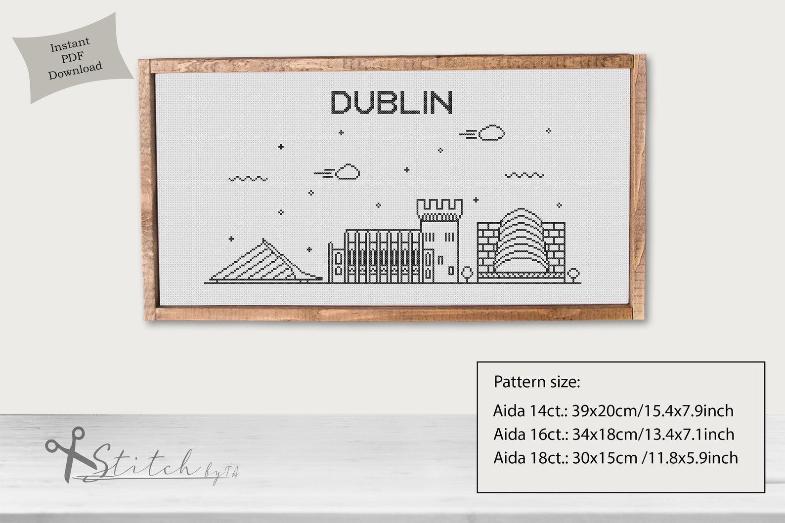 Dublin City Skyline Counted Cross Stitch Pattern Printable PDF Chart ...