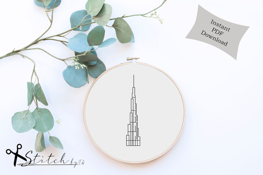 Burj Khalifa Tower Dubai Counted Cross Stitch Pattern Printable PDF ...