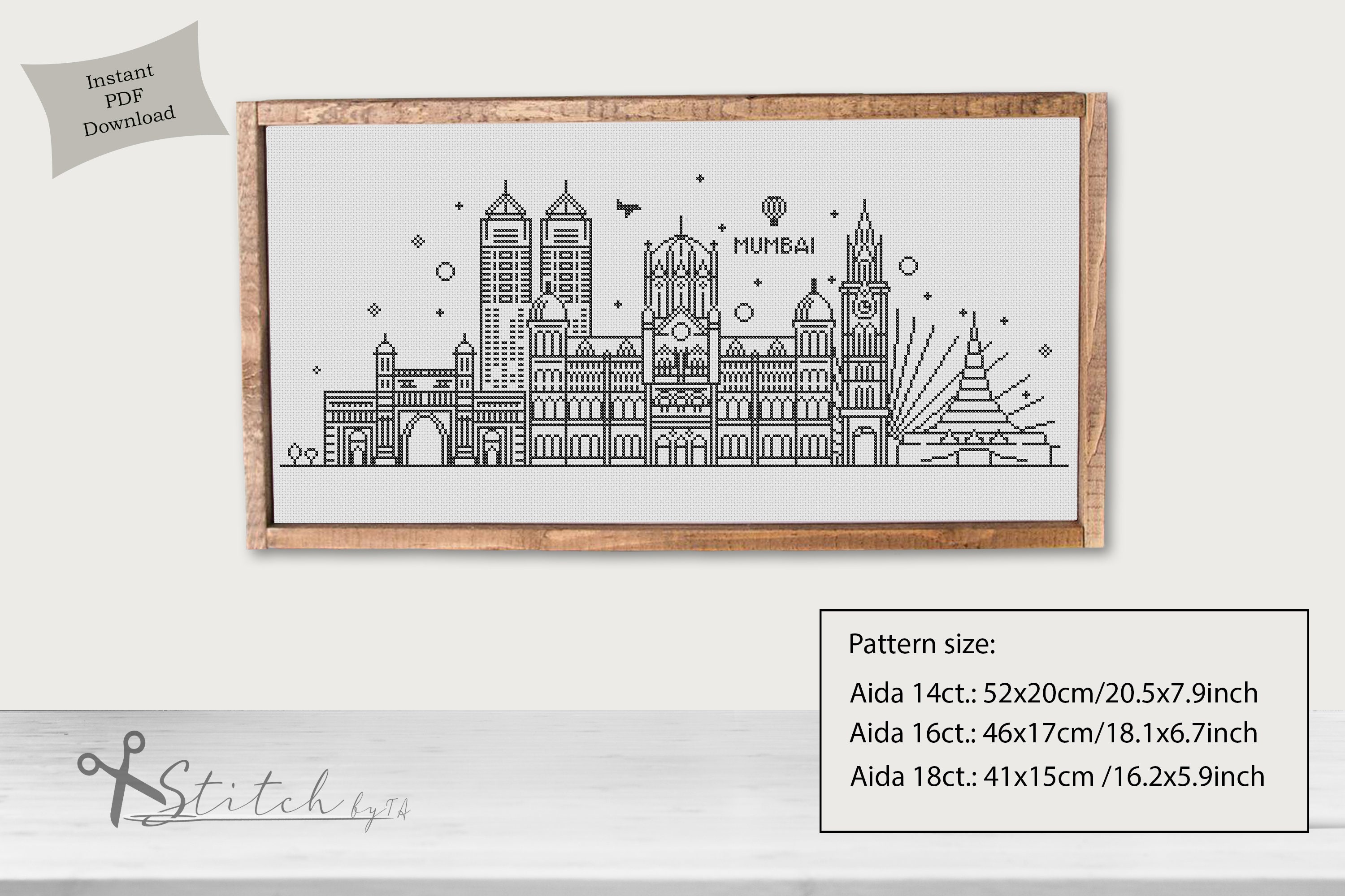 Cross Stitch Mumbai Skyline | Counted Cross Stitch Pattern Printable ...