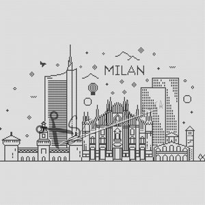 Cross Stitch Pattern Milan City Skyline | Printable PDF Chart | Instant ...