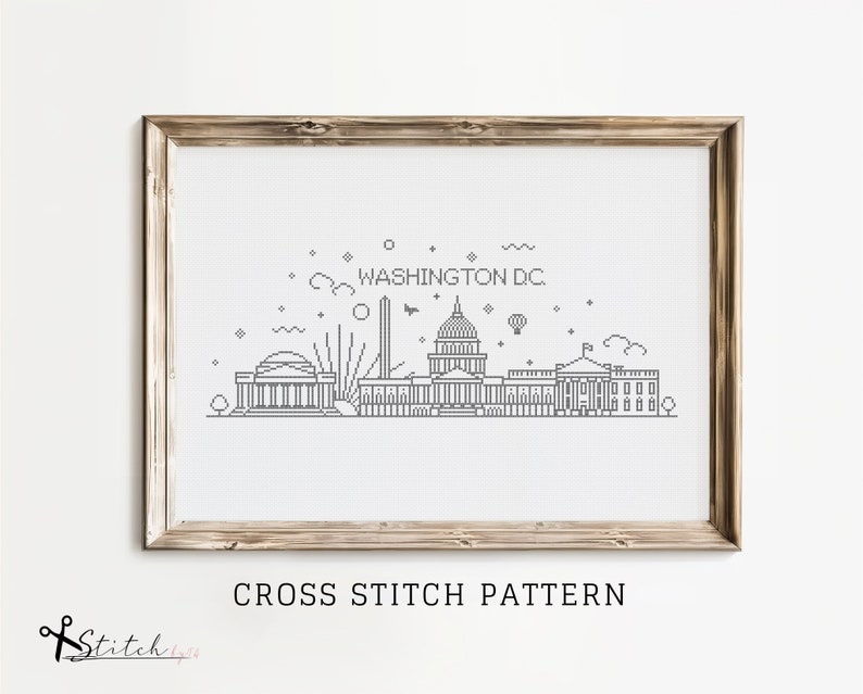 Cross Stitch Washington Skyline|landscape Counted Cross Stitch Pattern ...