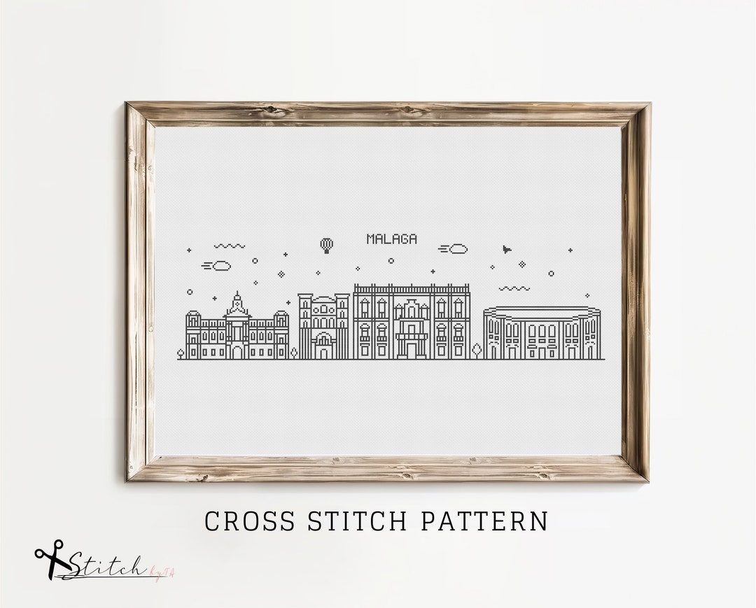 Cross Stitch Malaga Skyline|landscape Counted Cross Stitch Pattern ...