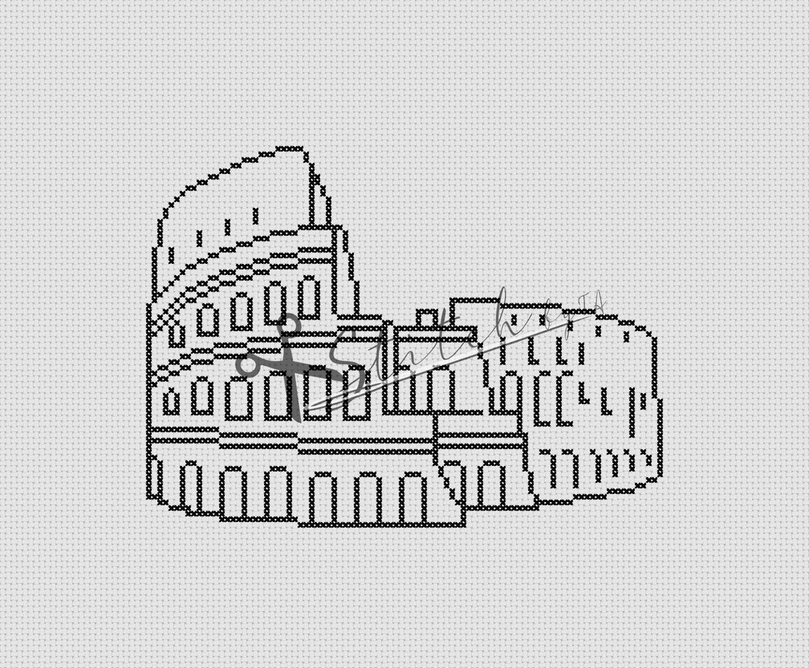 Colosseum Coliseum Rome Counted Cross Stitch Pattern Printable - Etsy UK