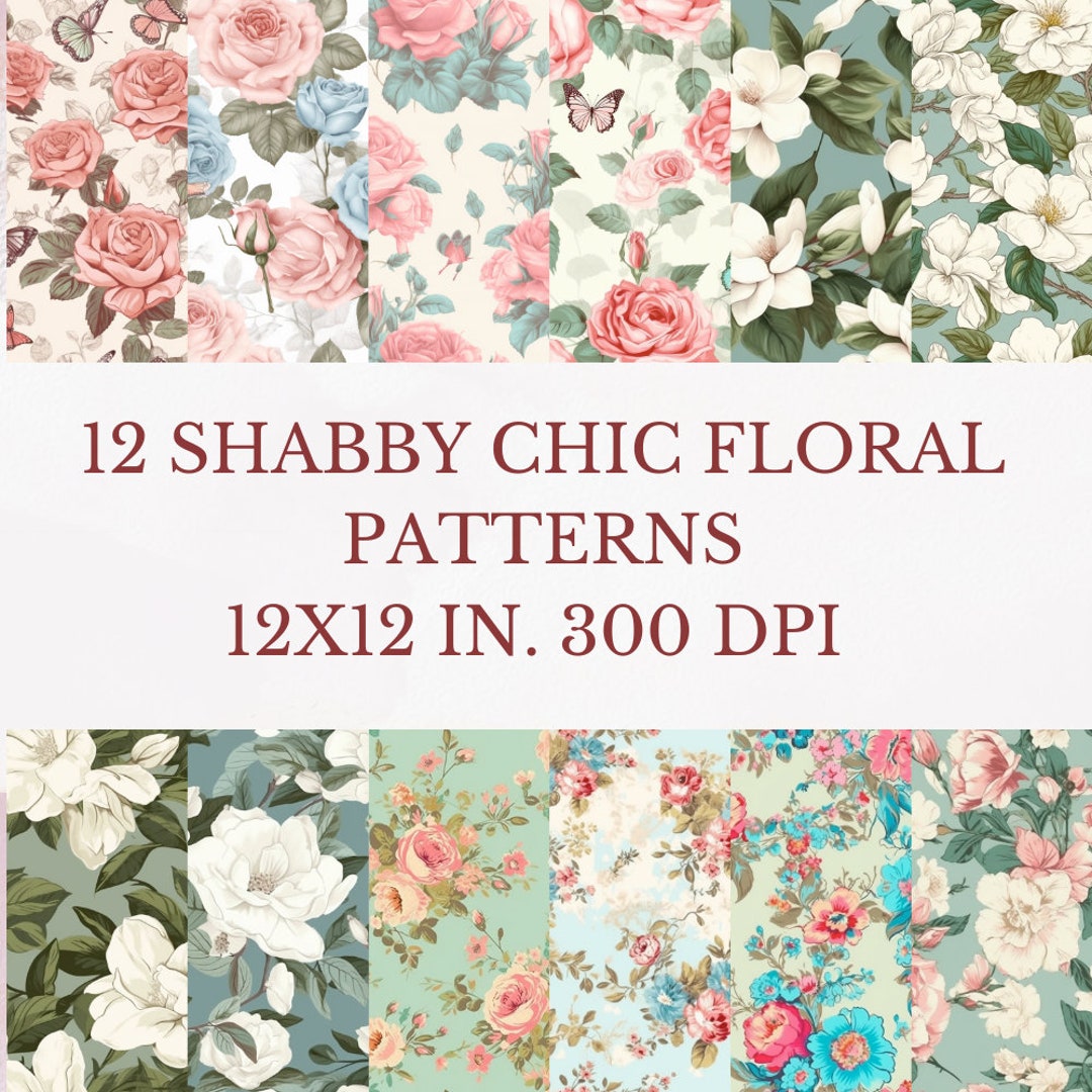 12 Shabby Chic Floral Seamless Patterns Digital Paper Vintage Pack 1 ...