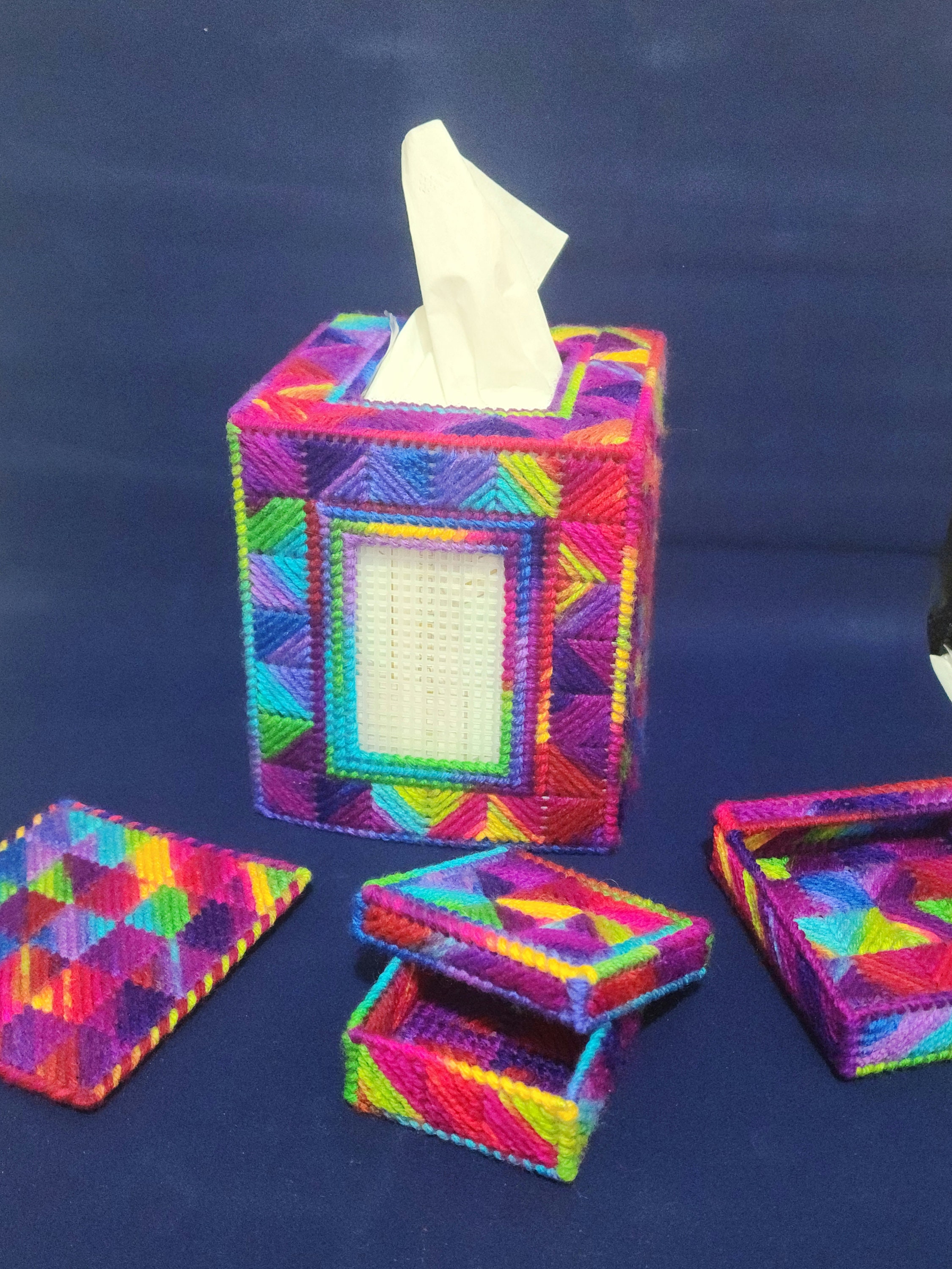 Handmade Plastic Canvas Tissue Box Cover With large Desk - Etsy