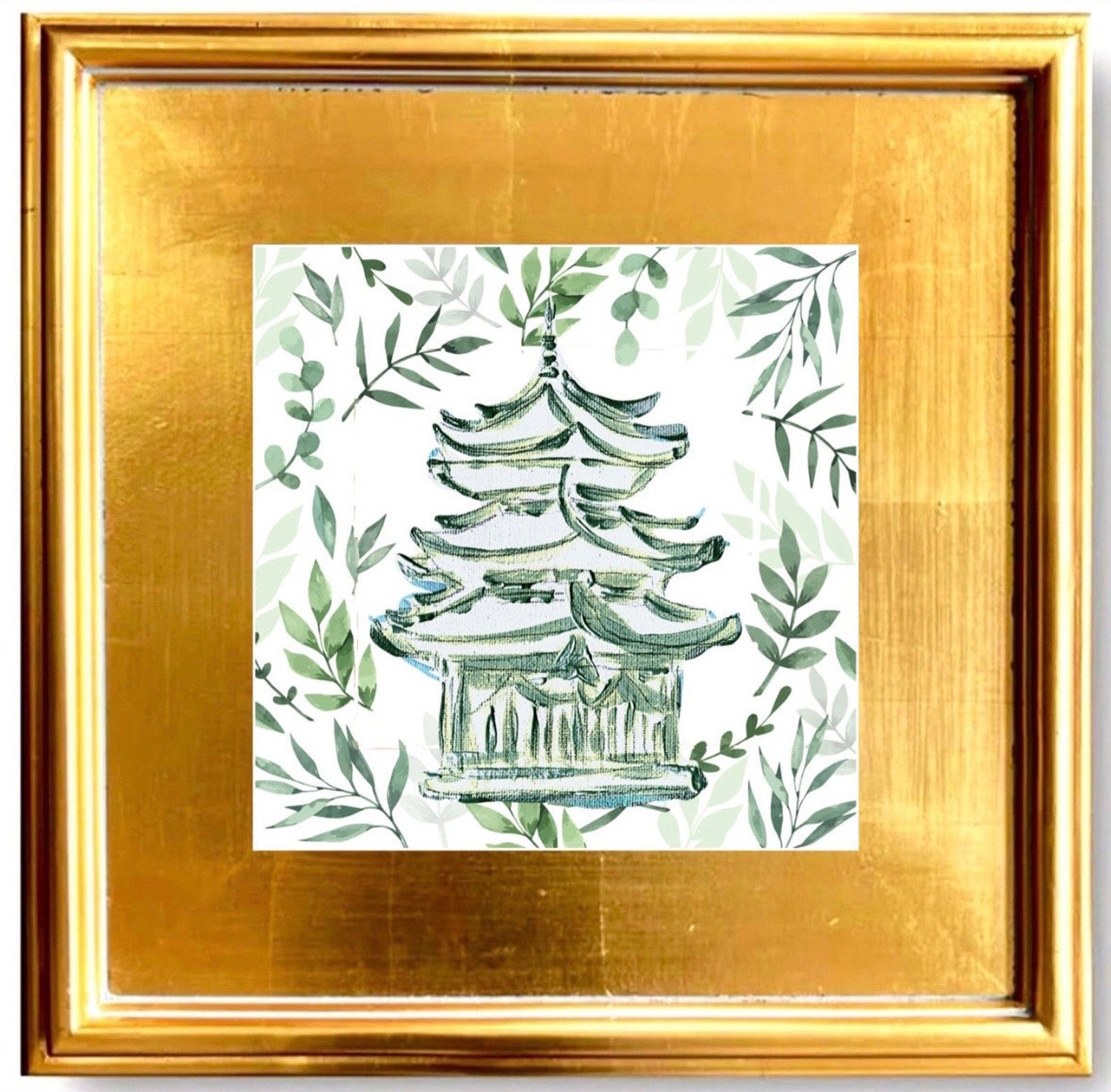 Fine Art Pagoda Prints Matted and Framed in Gilded Gold Leaf Wooden ...
