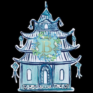 LARGE Door Hanger Blue Pagoda With Personalized Monogram - Etsy