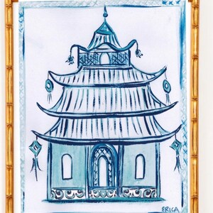 Set of Four Fine Art 130lb Matte Artist Paper Pagoda Prints and Framed ...