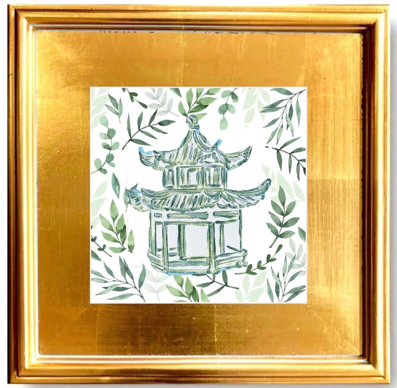 Fine Art Pagoda Prints Matted and Framed in Gilded Gold Leaf Wooden ...