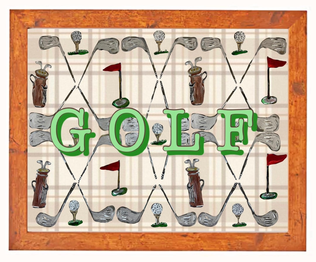 Single 11x14 Canvas Paper Golf Print Framed in Honey Burlwood Frame to ...