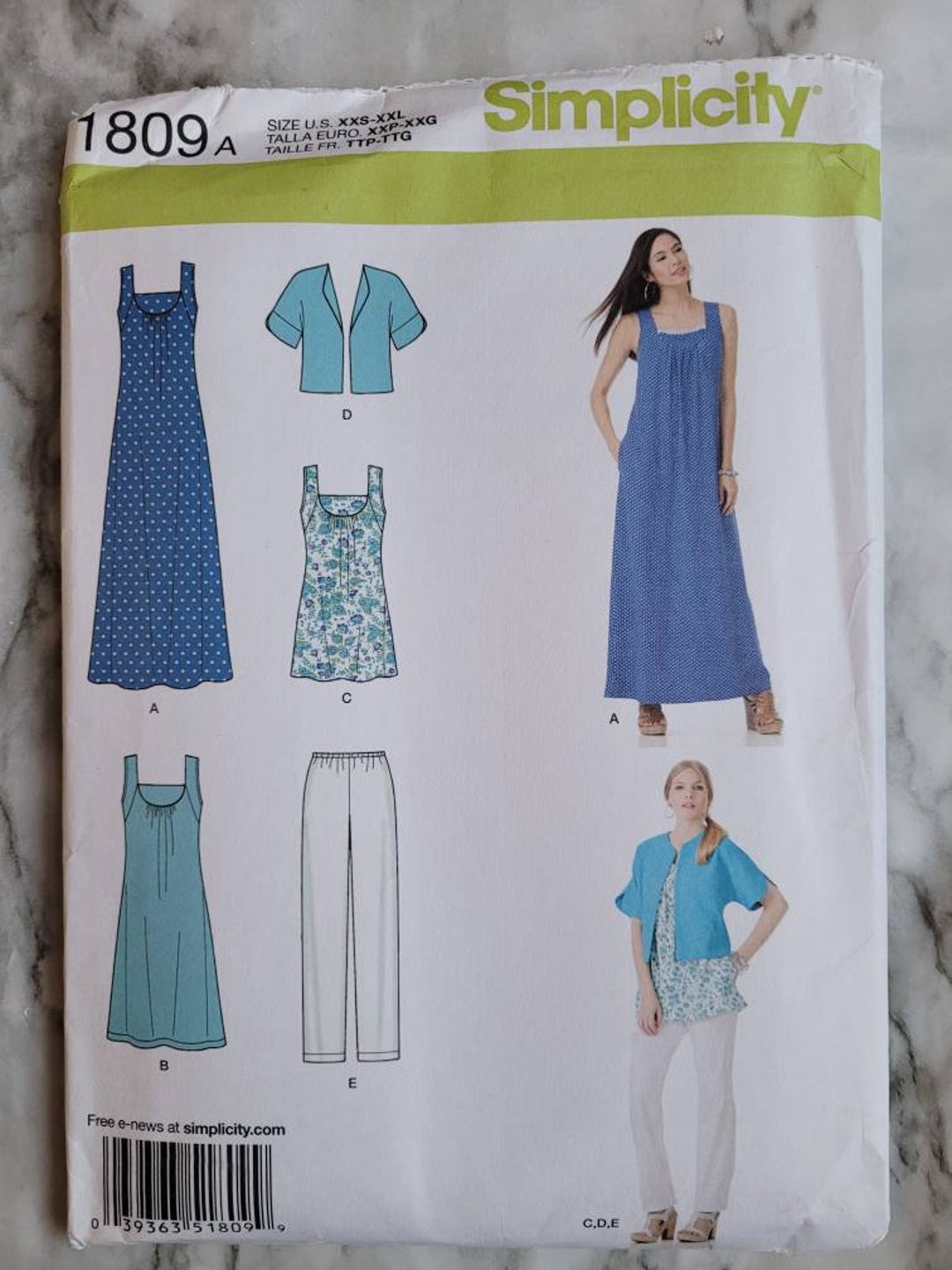 Simplicity Pattern 1809, Pullover Dress, Two Lengths, Top, Jacket and ...