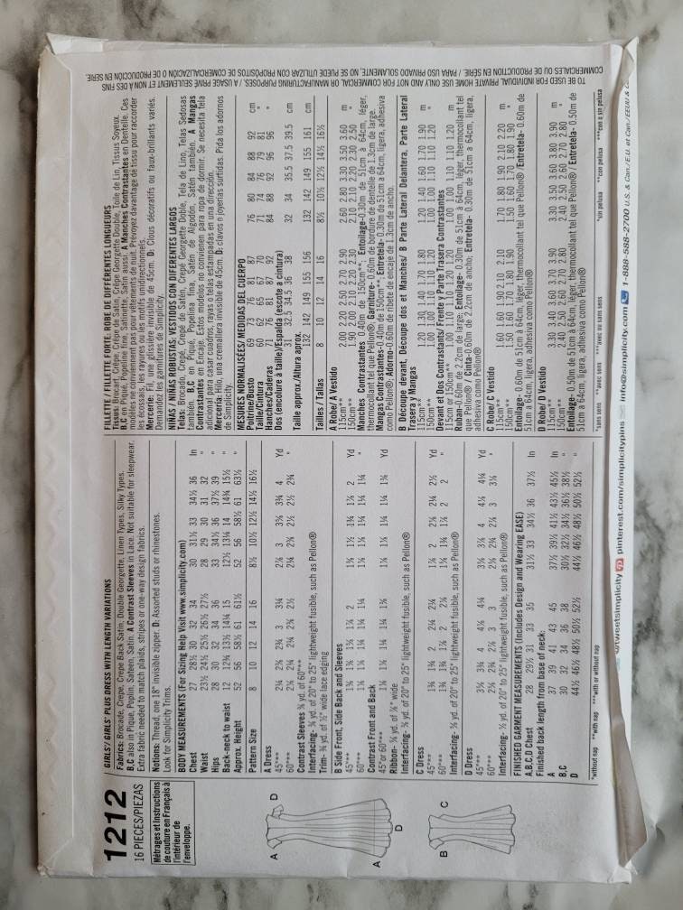 Simplicity Pattern 1212 Girls recognized Formal Occasions