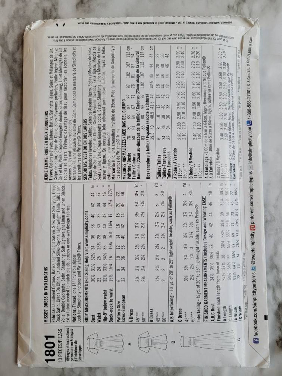 Simplicity Pattern 1801, Cynthia Rowley Dress, Size H5 6-14 - Etsy