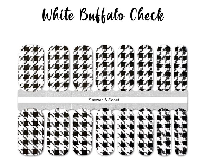White Buffalo Check Nail Wraps 100% Nail Polish Stickers Nail - Etsy