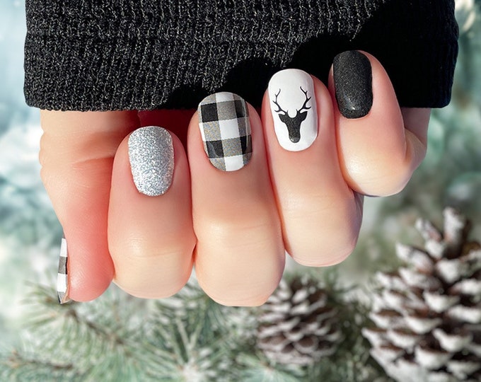 Deer & White Buffalo Check Nail Wraps 100% Nail Polish Stickers - Etsy