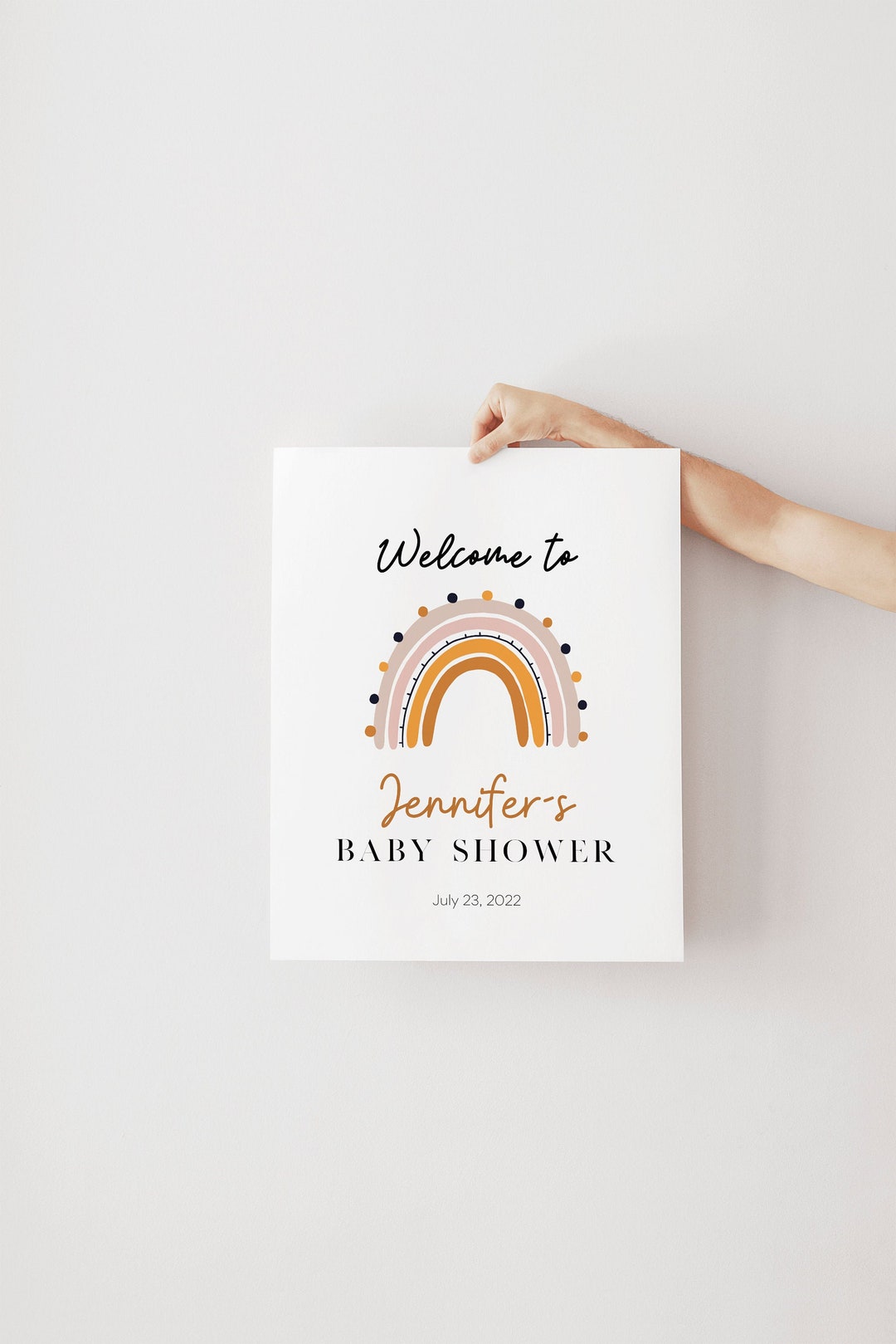 Boho Rainbow Baby Shower Welcome Sign: Printable Poster (digital ...