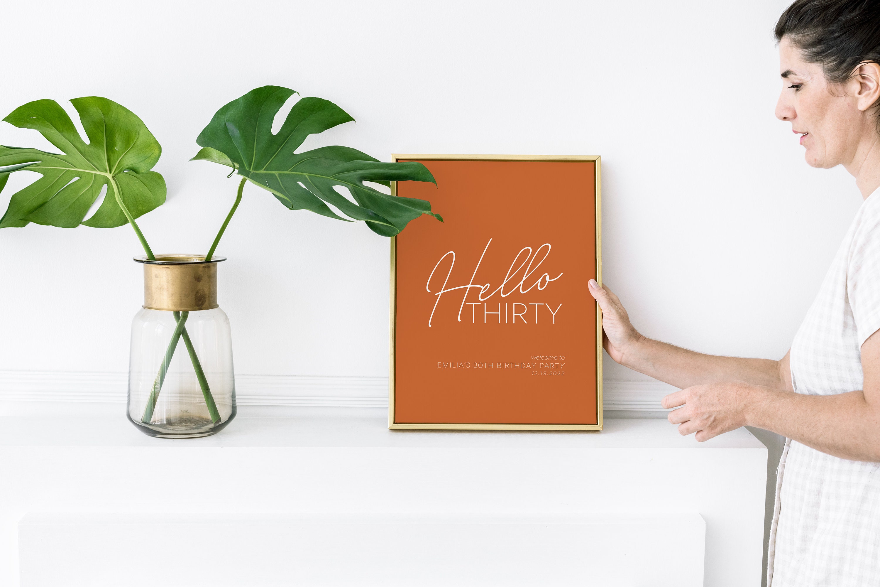 Terracotta Hello Thirty Sign 30th 20th Editable Birthday - Etsy