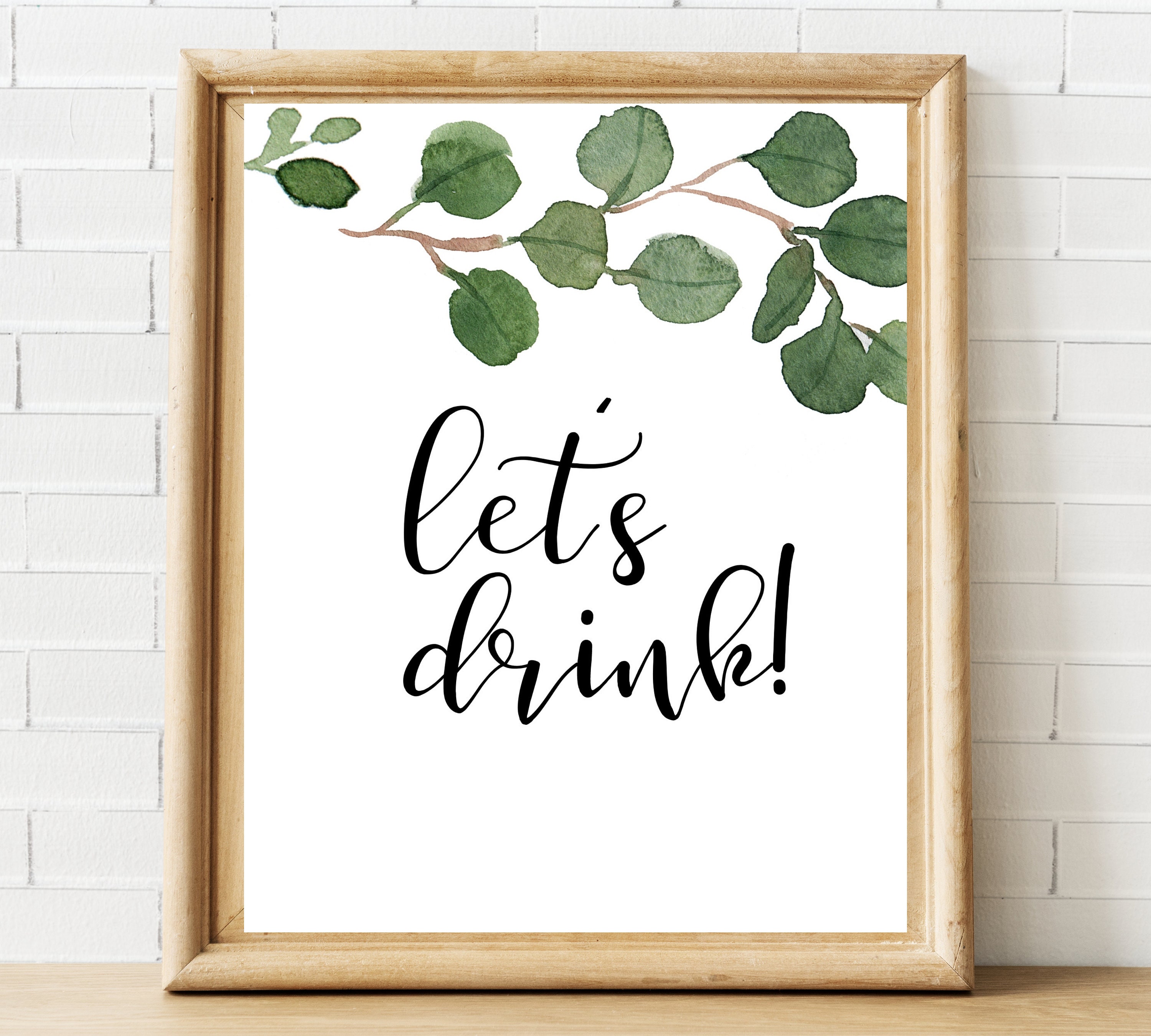 Greenery Drink Menu Sign, Wedding Drink Printable Sign, Wedding Bar ...