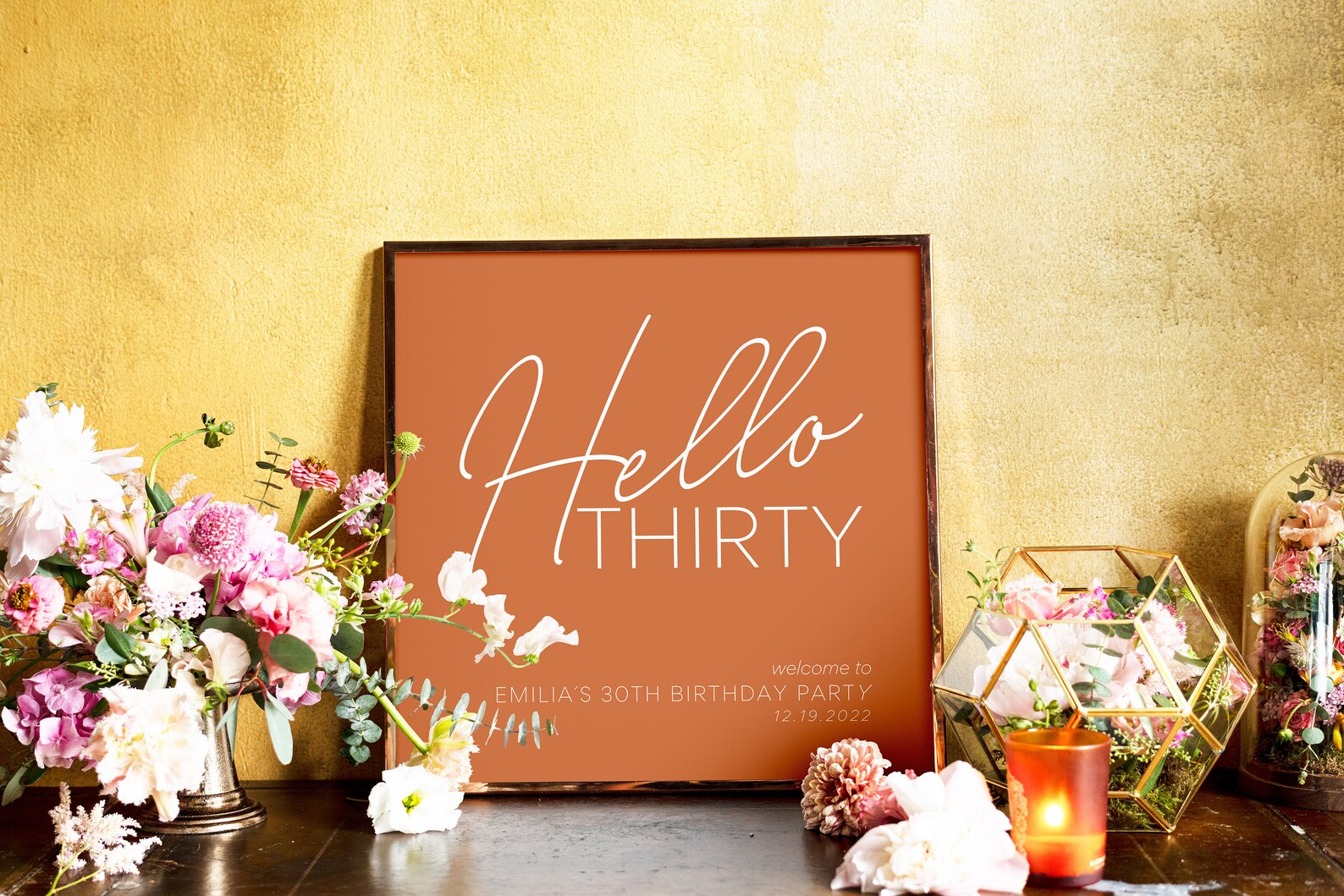 Terracotta Hello Thirty Sign 30th 20th Editable Birthday - Etsy