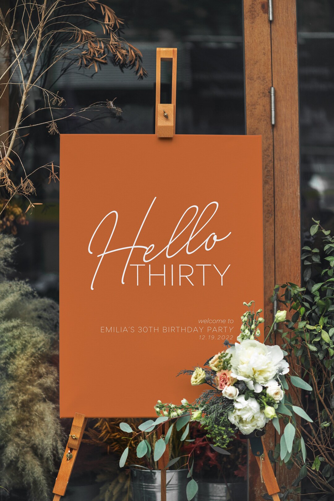 Terracotta Hello Thirty Sign, 30th, 20th Editable Birthday Sign, Custom ...