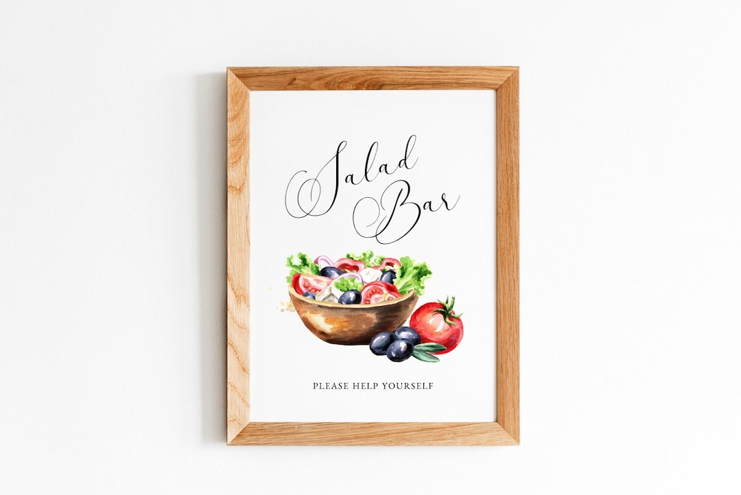 Watercolor Salad Bar Sign, Food Table, Birthday Party, Wedding, Bridal ...